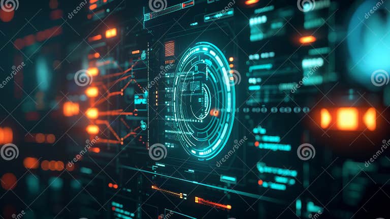 Futuristic Digital Interface with HUD Elements Stock Image - Image of ...