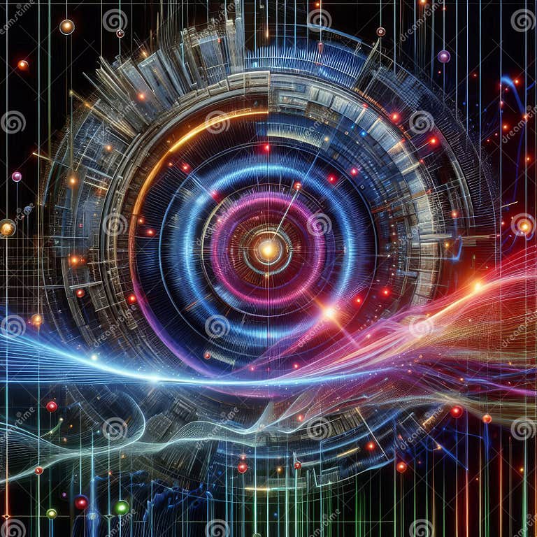 Futuristic Digital Interface with Vibrant Concentric Circles and Lines ...