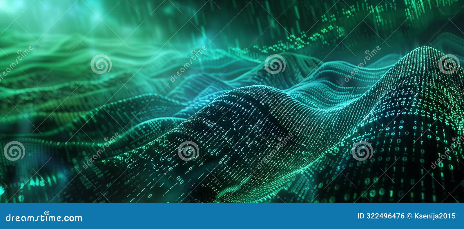 Futuristic Digital Landscape Featuring a Flowing Data Stream with ...