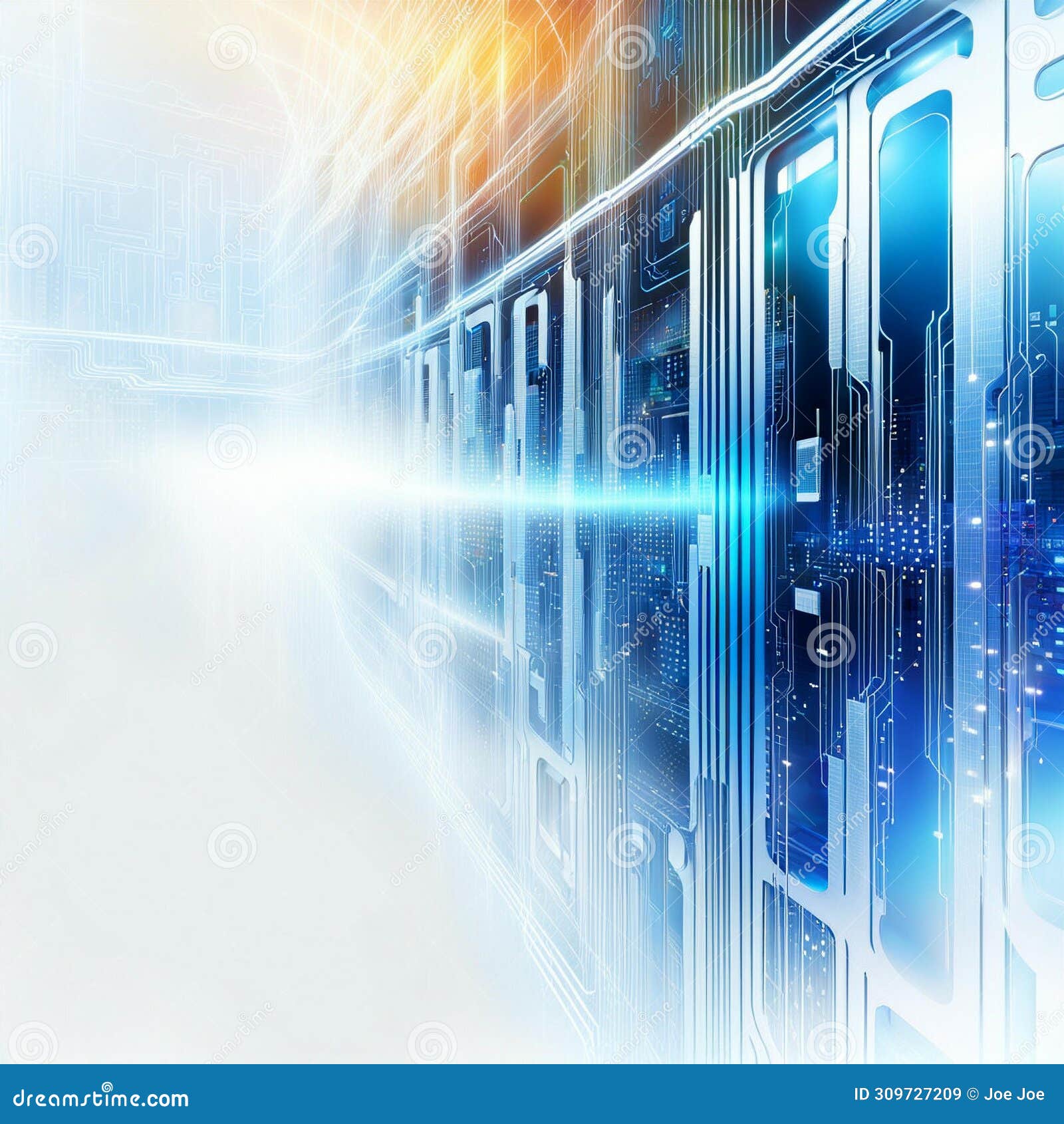 Futuristic Digital Landscape: a Symphony of Circuitry and Light Stock ...