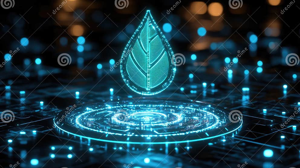 Futuristic Digital Leaf: Symbolizing Eco-friendly Technology and ...