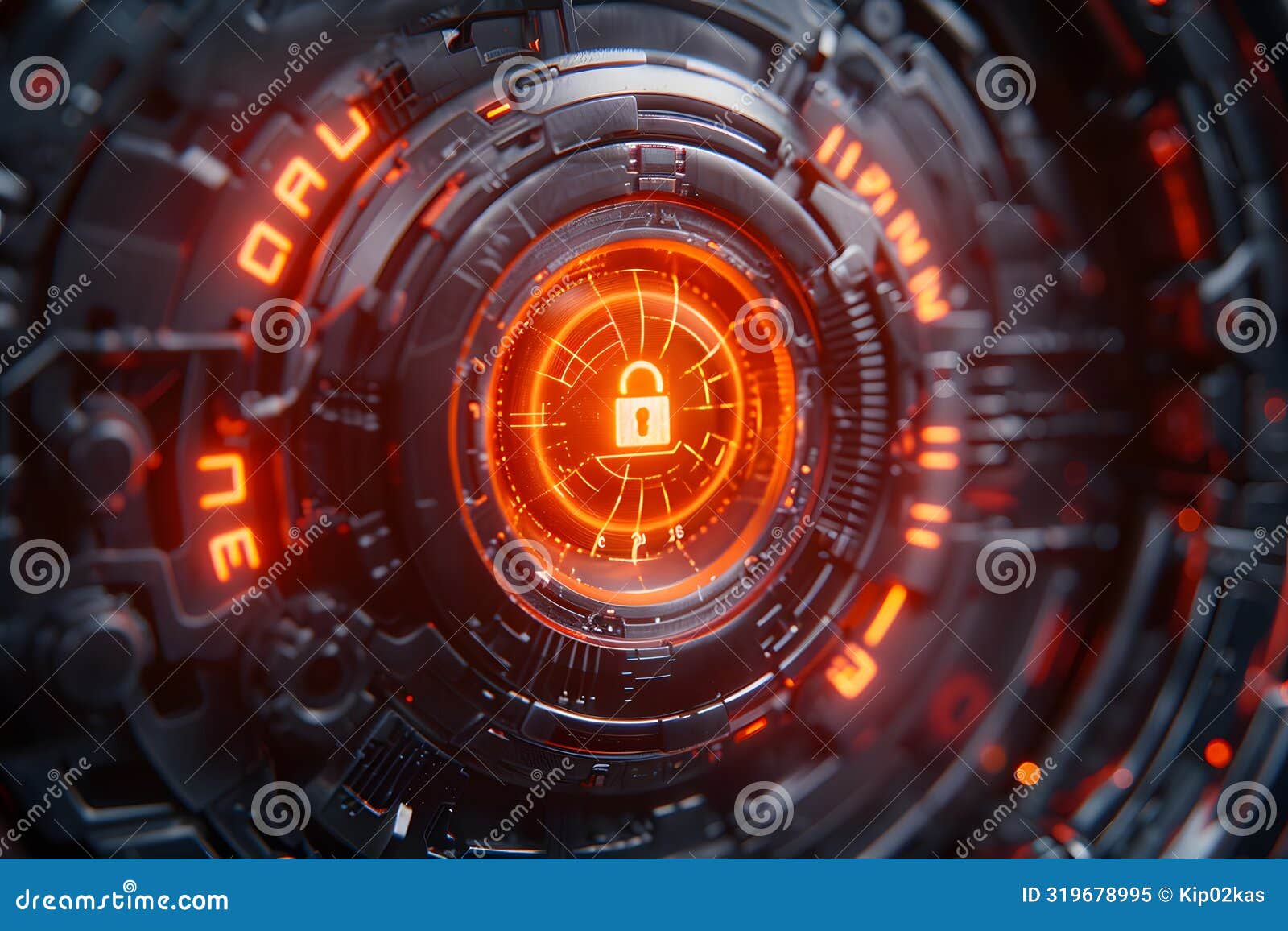 Cybersecurity Concept With Futuristic Mechanical Lock Interface ...