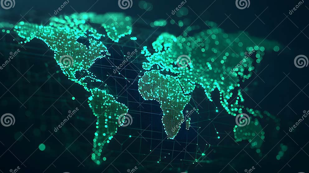 Futuristic Digital Map Visualization Highlighting Global Data ...