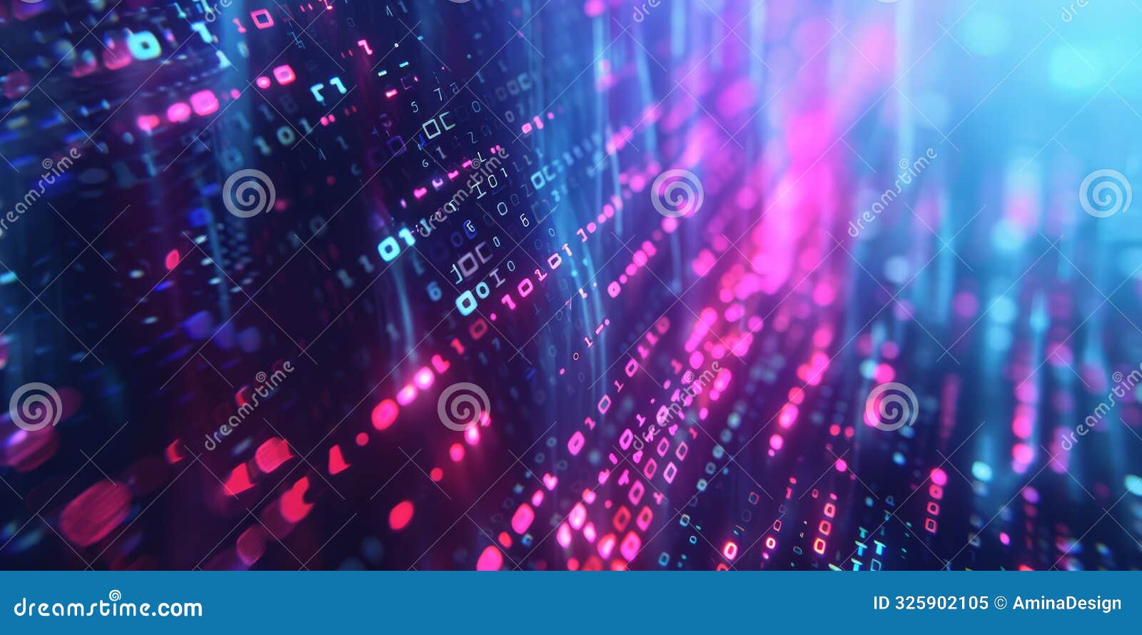 Futuristic Digital Matrix with Light Streams, Data Code, Technology ...