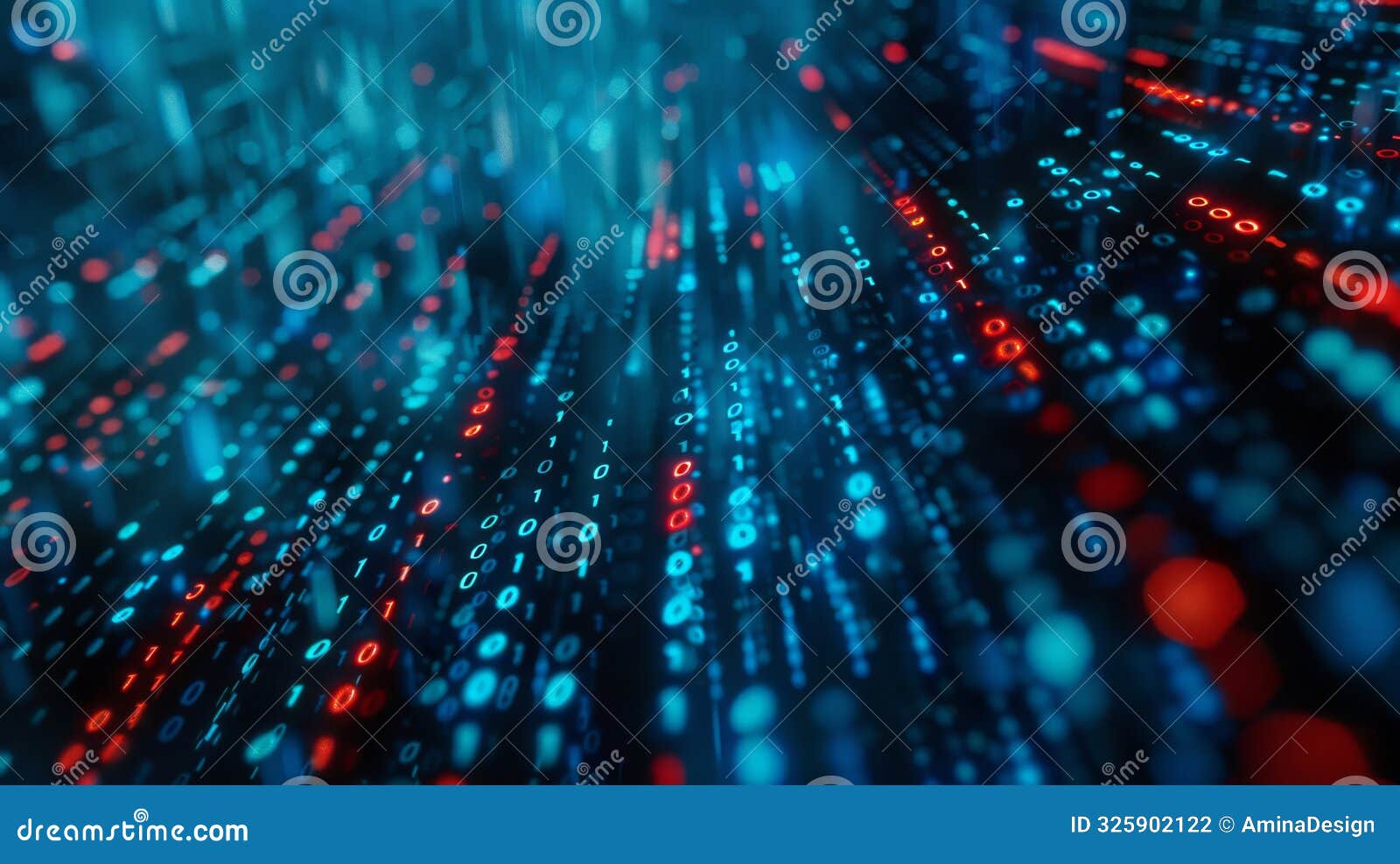 Futuristic Digital Matrix with Light Streams, Data Code, Technology ...