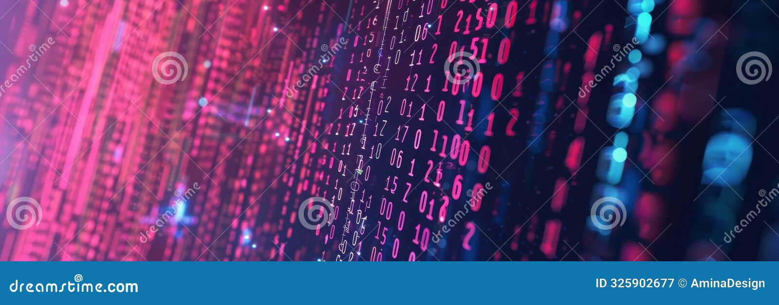 Futuristic Digital Matrix with Light Streams, Data Code, Technology ...