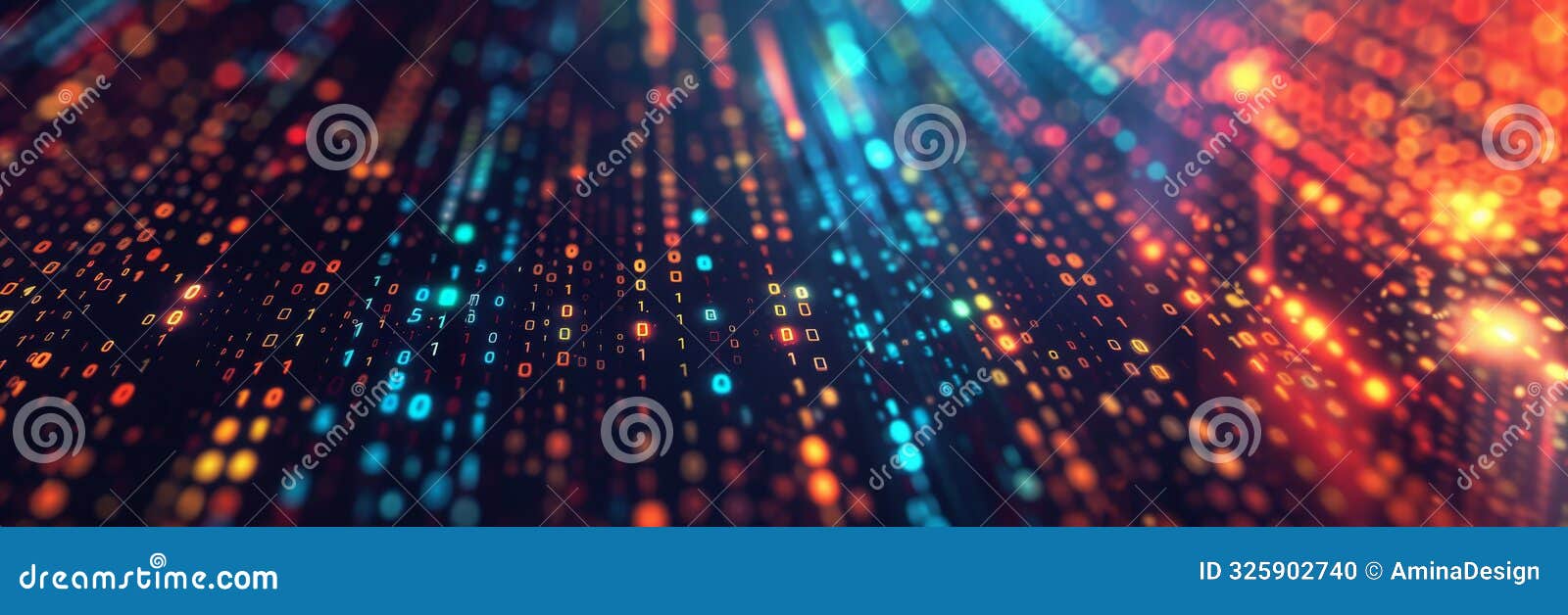 Futuristic Digital Matrix with Light Streams, Data Code, Technology ...