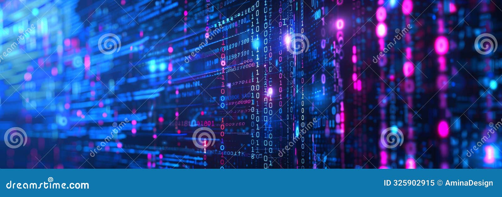 Futuristic Digital Matrix with Light Streams, Data Code, Technology ...