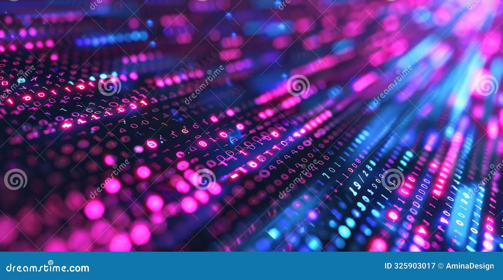 Futuristic Digital Matrix with Light Streams, Data Code, Technology ...