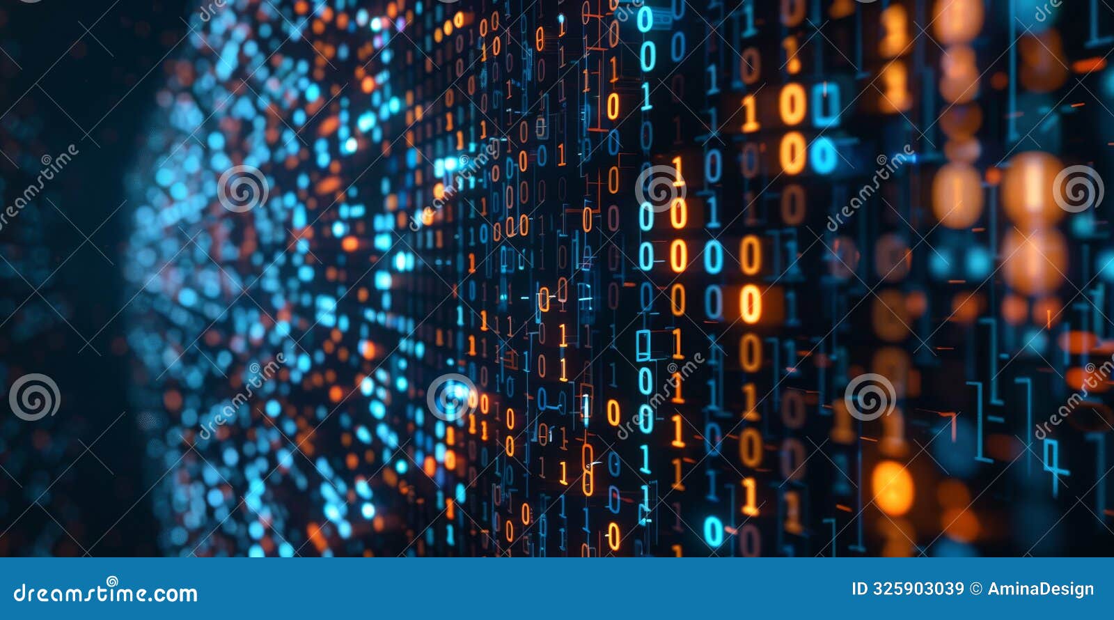 Futuristic Digital Matrix with Light Streams, Data Code, Technology ...