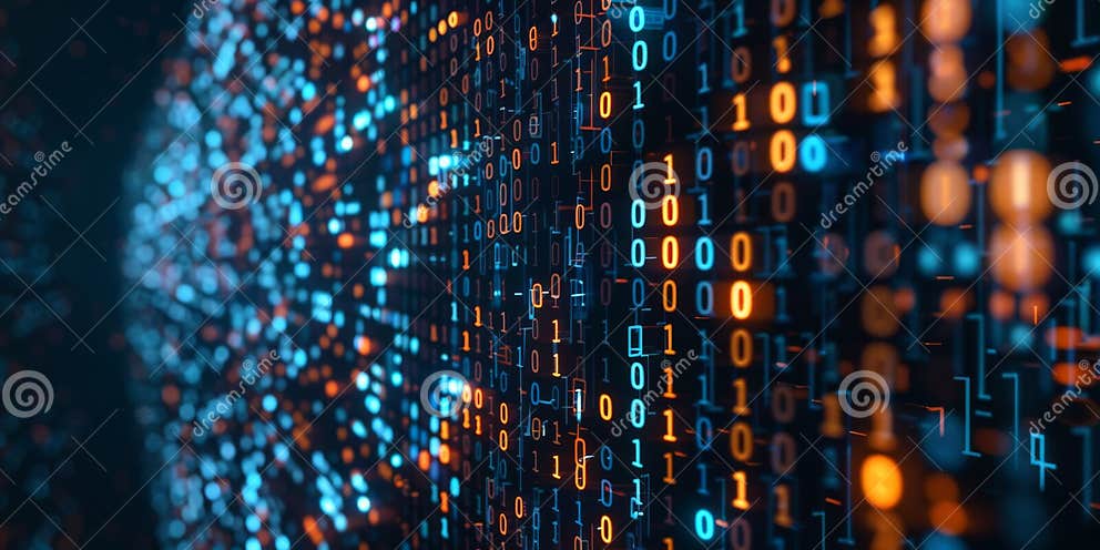 Futuristic Digital Matrix with Light Streams, Data Code, Technology ...