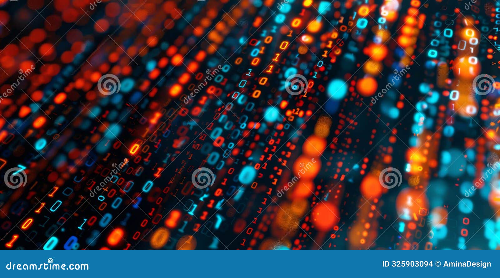 Futuristic Digital Matrix with Light Streams, Data Code, Technology ...