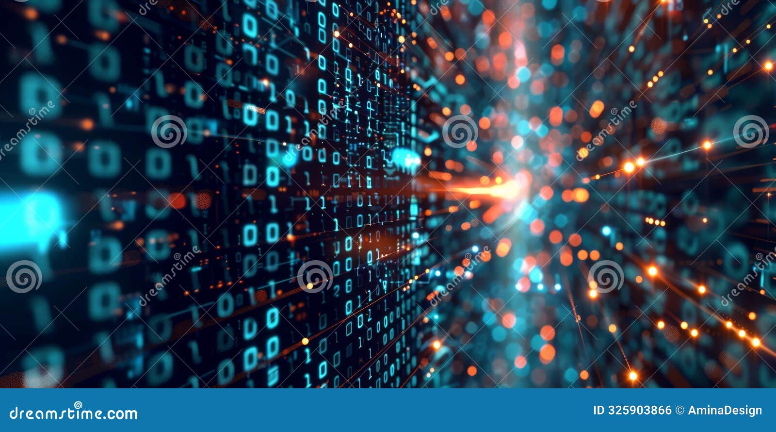 Futuristic Digital Matrix with Light Streams, Data Code, Technology, and Innovation Stock Photo ...