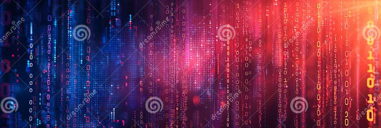 Futuristic Digital Matrix with Light Streams, Data Code, Technology ...