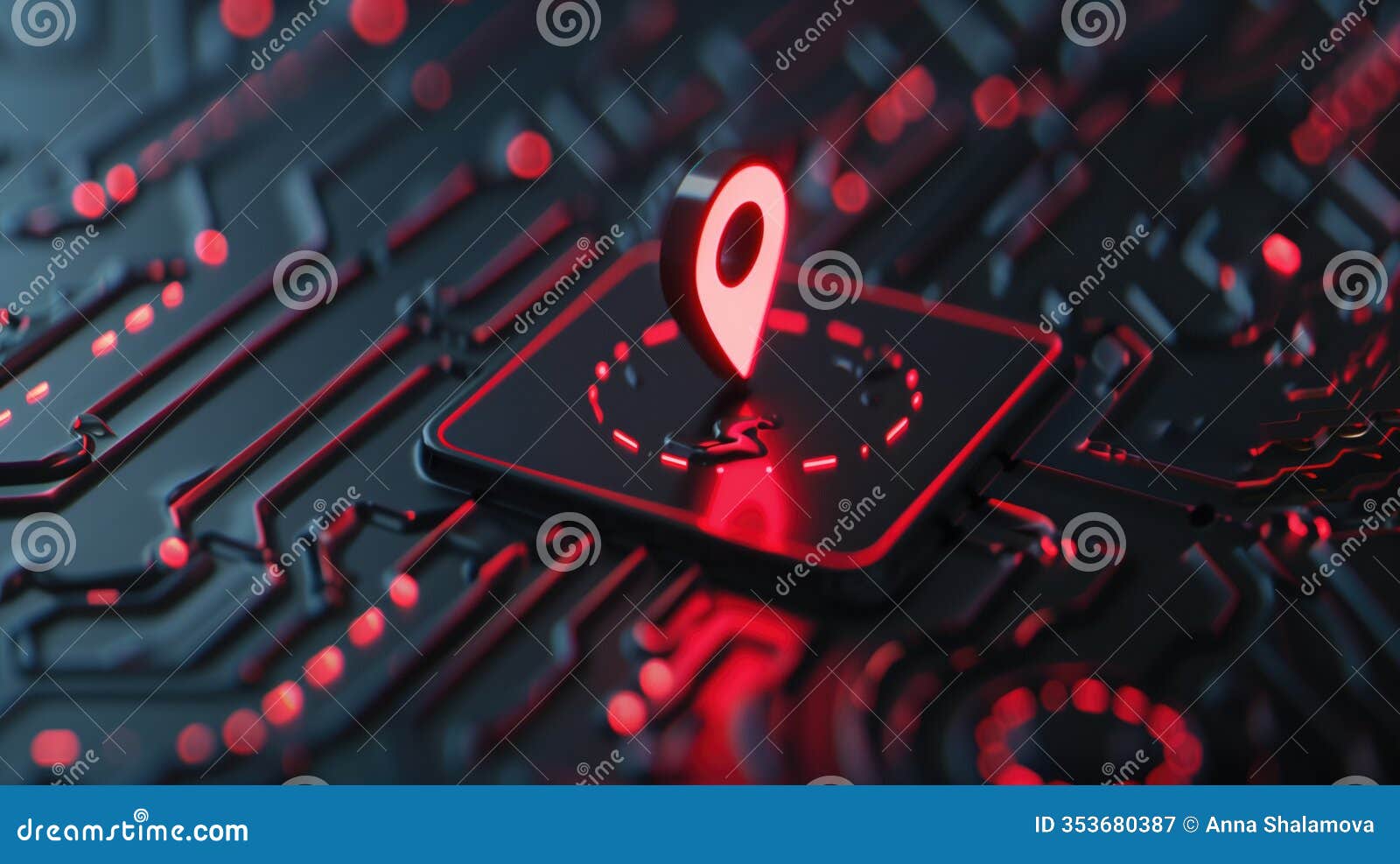 Futuristic Digital Navigation with Gps Location Pin on Circuit Board ...