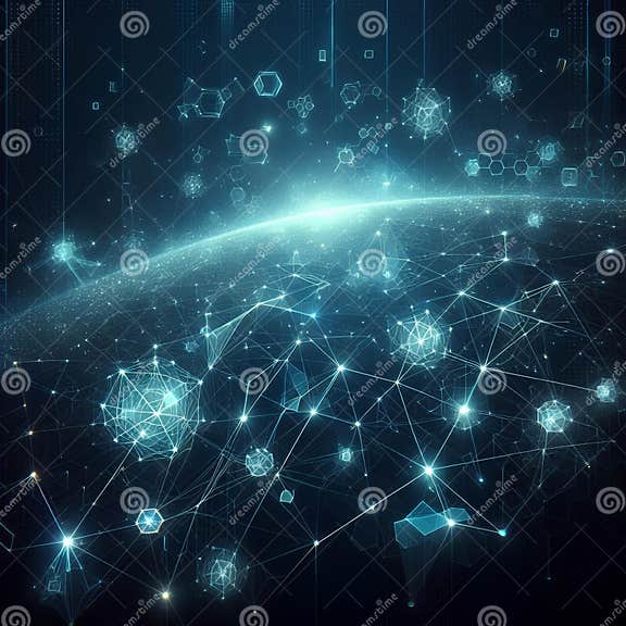 Futuristic Digital Network with Interconnected Nodes and Hexagonal Patterns. Blockchain ...