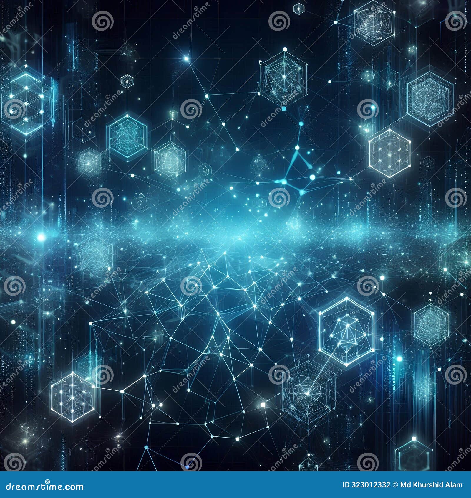 Futuristic Digital Network with Interconnected Nodes and Hexagonal Patterns. Blockchain ...