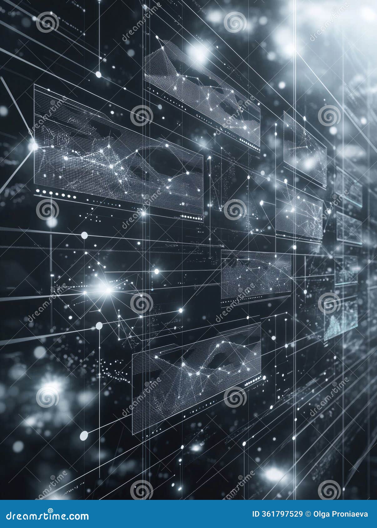 Futuristic Digital Network Interface with Abstract Data Visualizations Stock Image - Image of ...