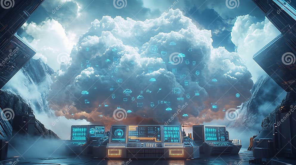 Futuristic Digital Observatory with AI Powered Weather Simulation Cloud ...