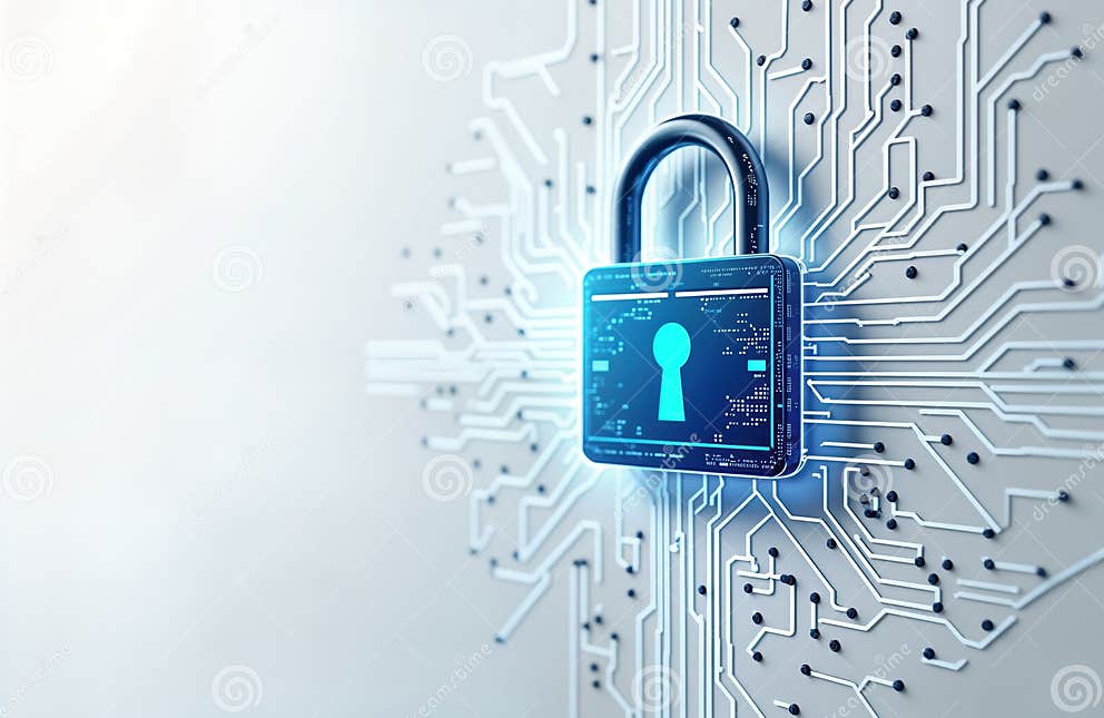 Futuristic Digital Padlock on Tech Background. Secure Digital Lock ...