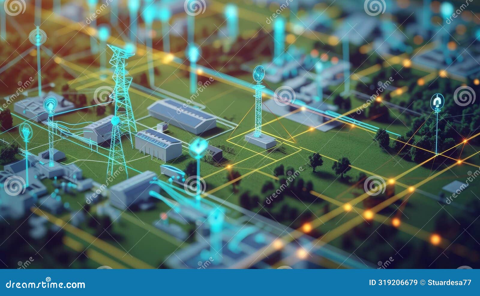 Futuristic Digital Power Grid Visualization Stock Image - Image of ...