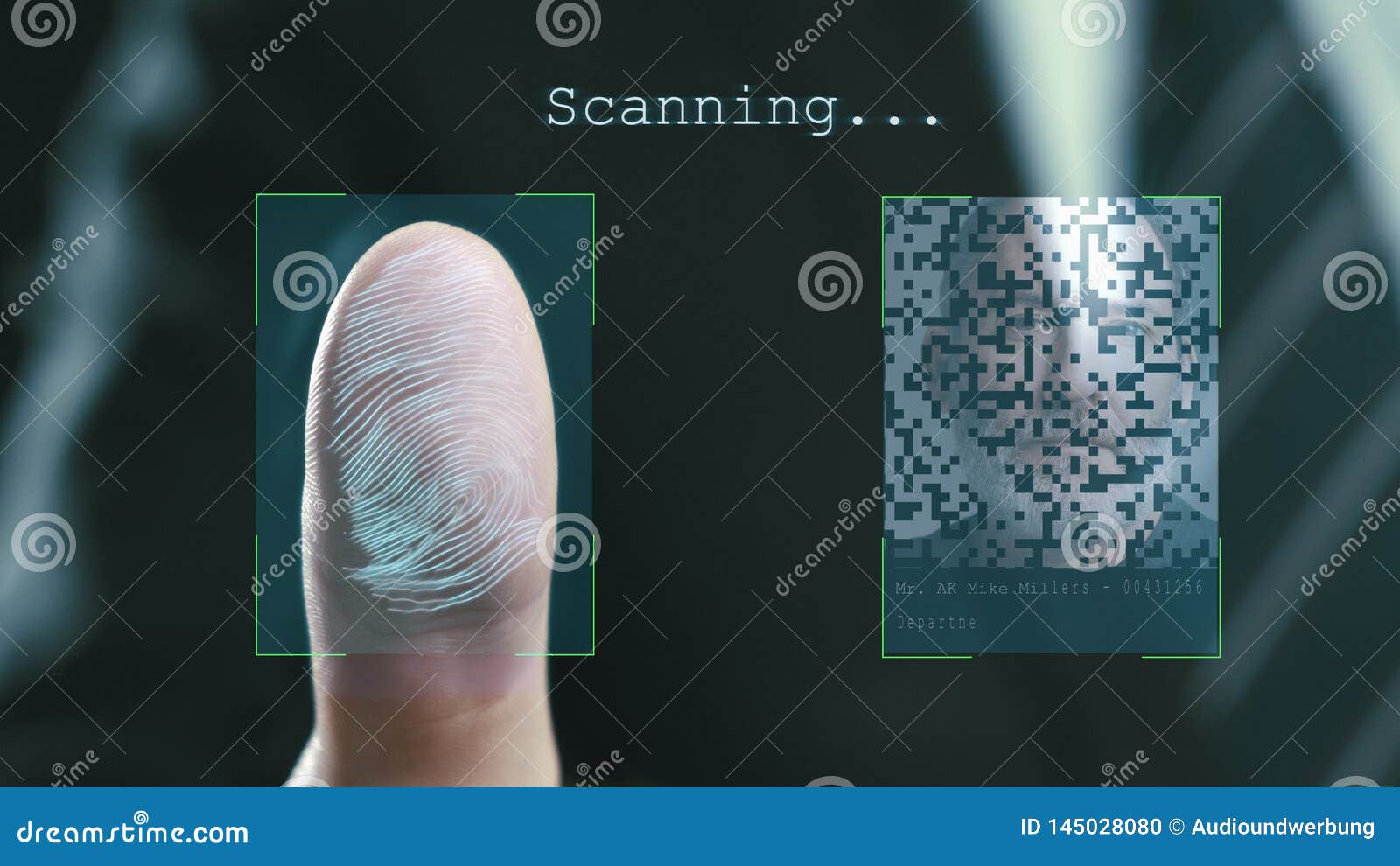 Futuristic Digital Processing of Fingerprints As Man Holds His Hand ...