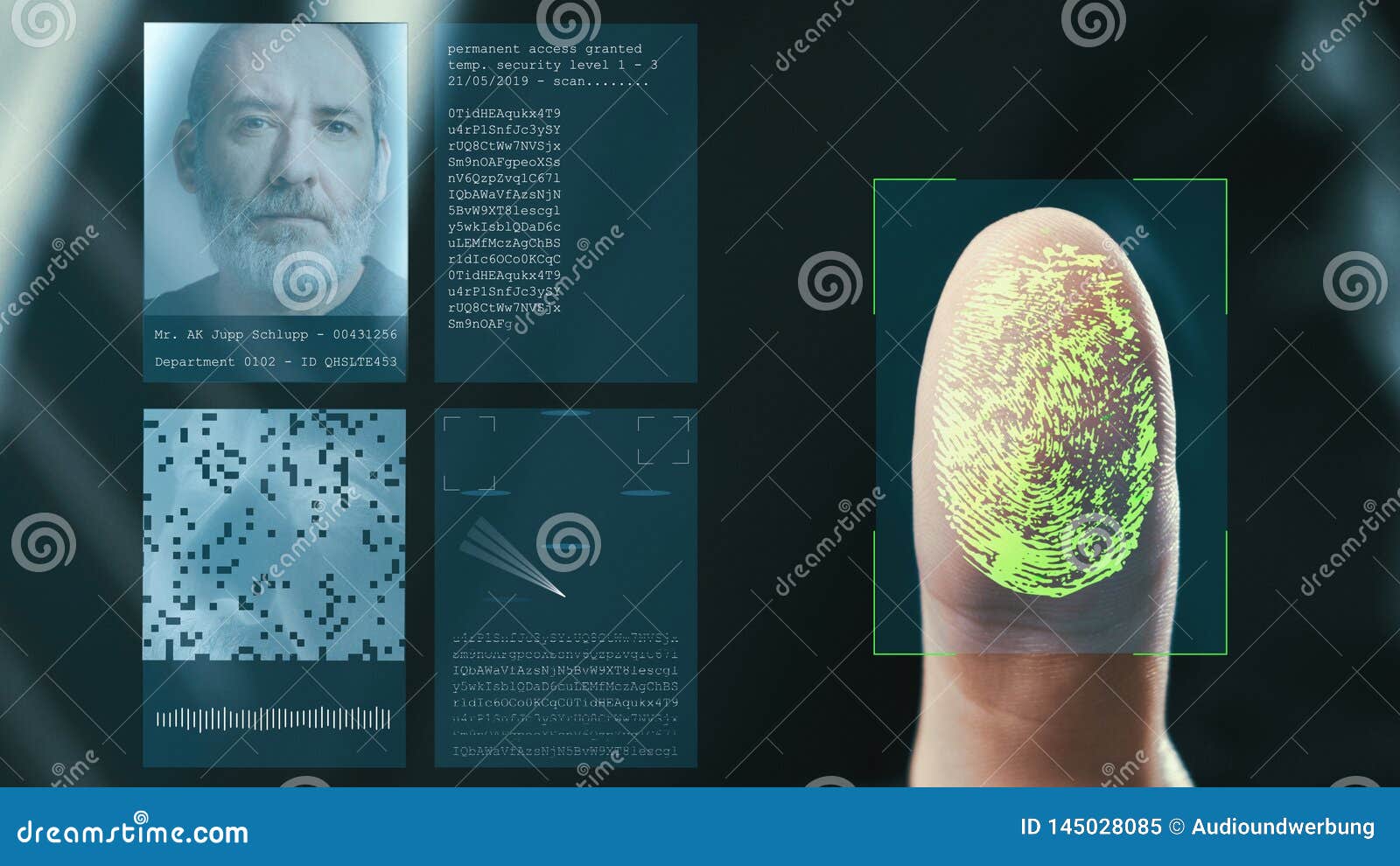 Futuristic Digital Processing of Fingerprints As Man Holds His Hand ...