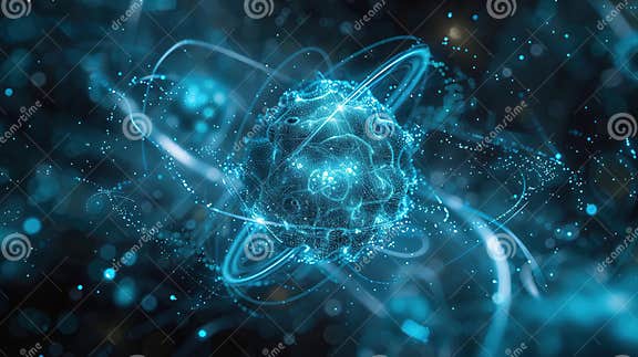 Futuristic Digital Representation of an Atom in Space Stock ...