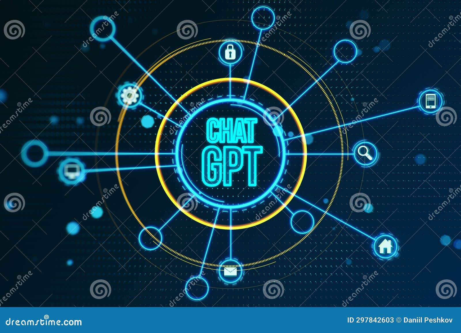 Futuristic Digital Representation of CHAT GPT with Network Icons. AI ...