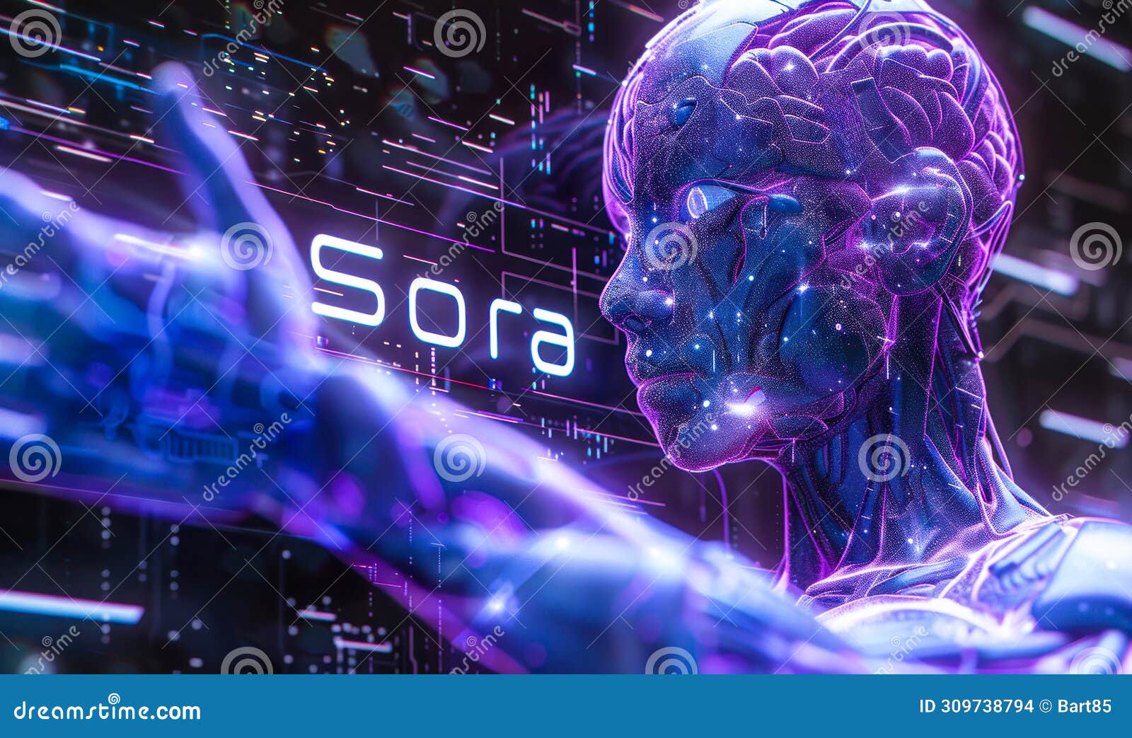 Futuristic Digital Representation of Sora, a Conceptual AI from OpenAI ...