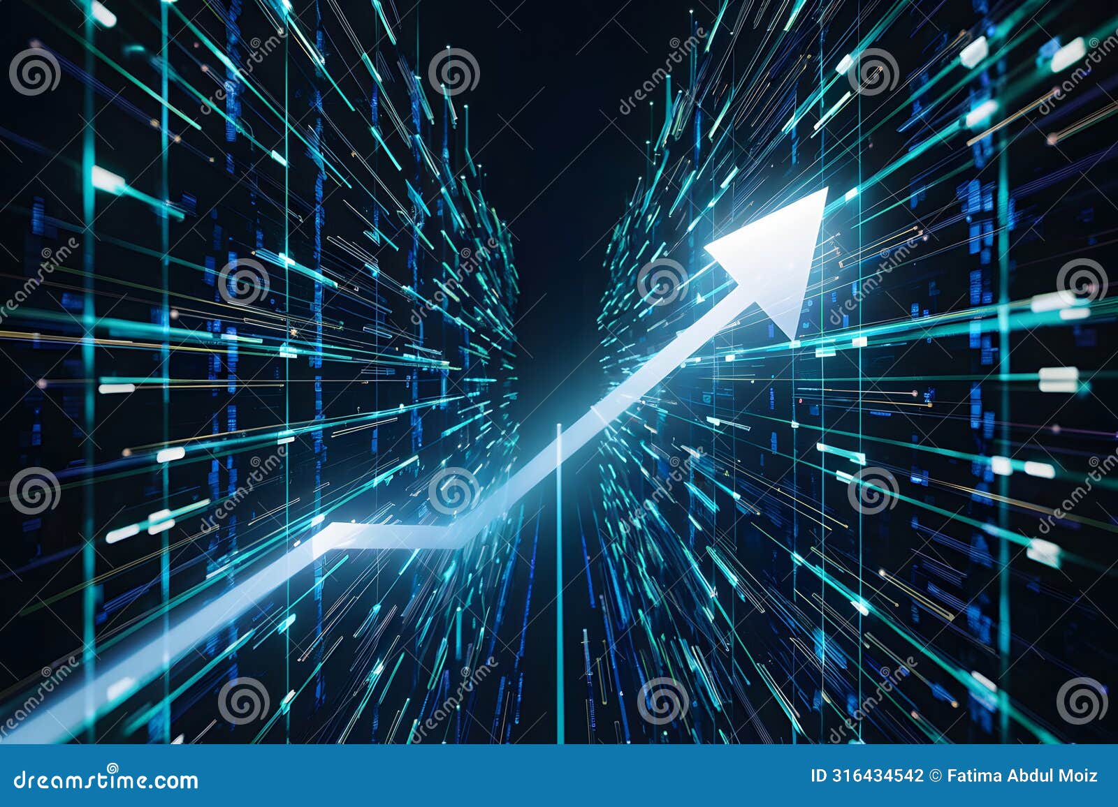 Futuristic Digital Representation with Vertical Lines, Glowing Points ...