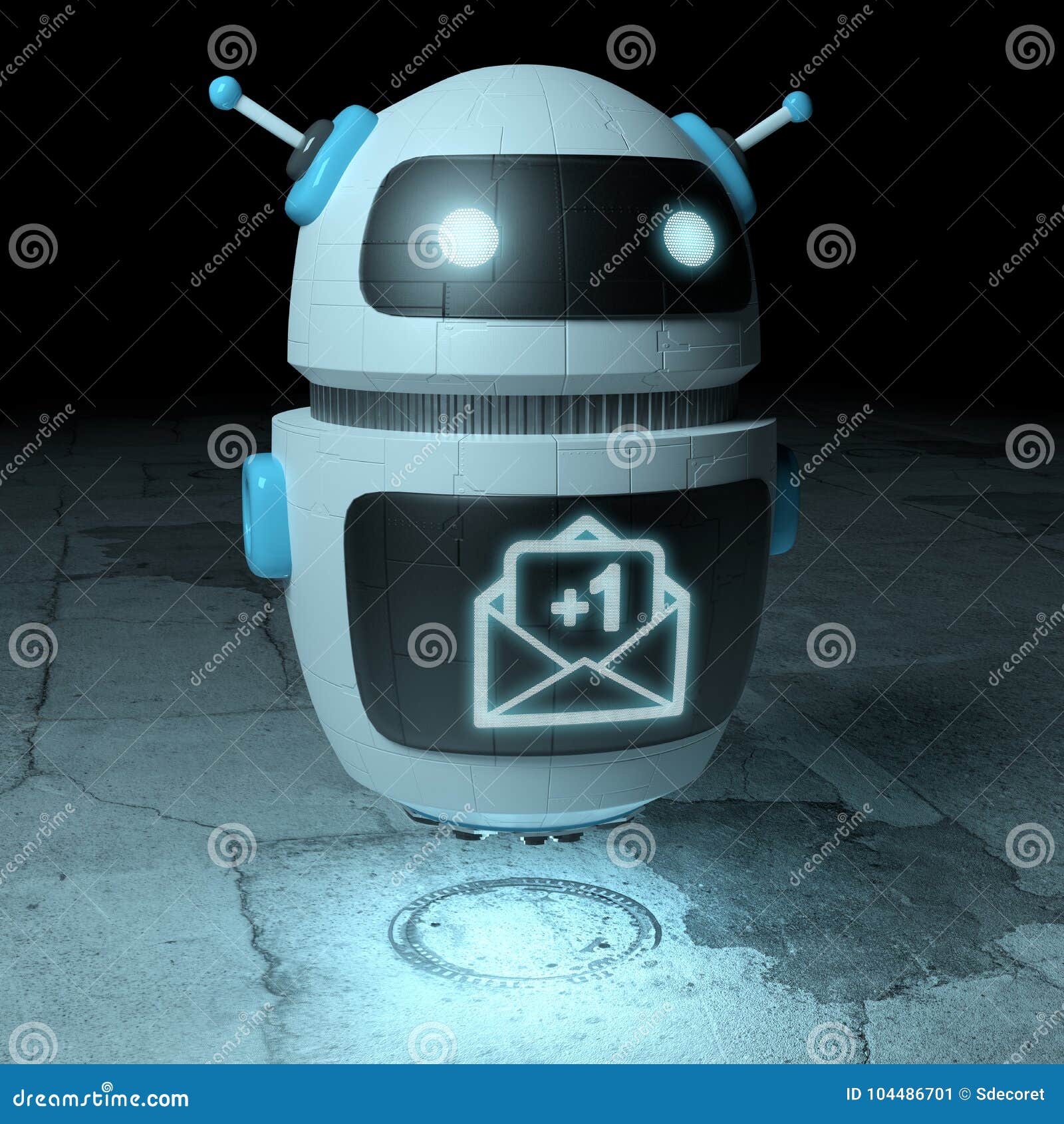 Futuristic Digital Robot Receiving Emails 3D Rendering Stock ...