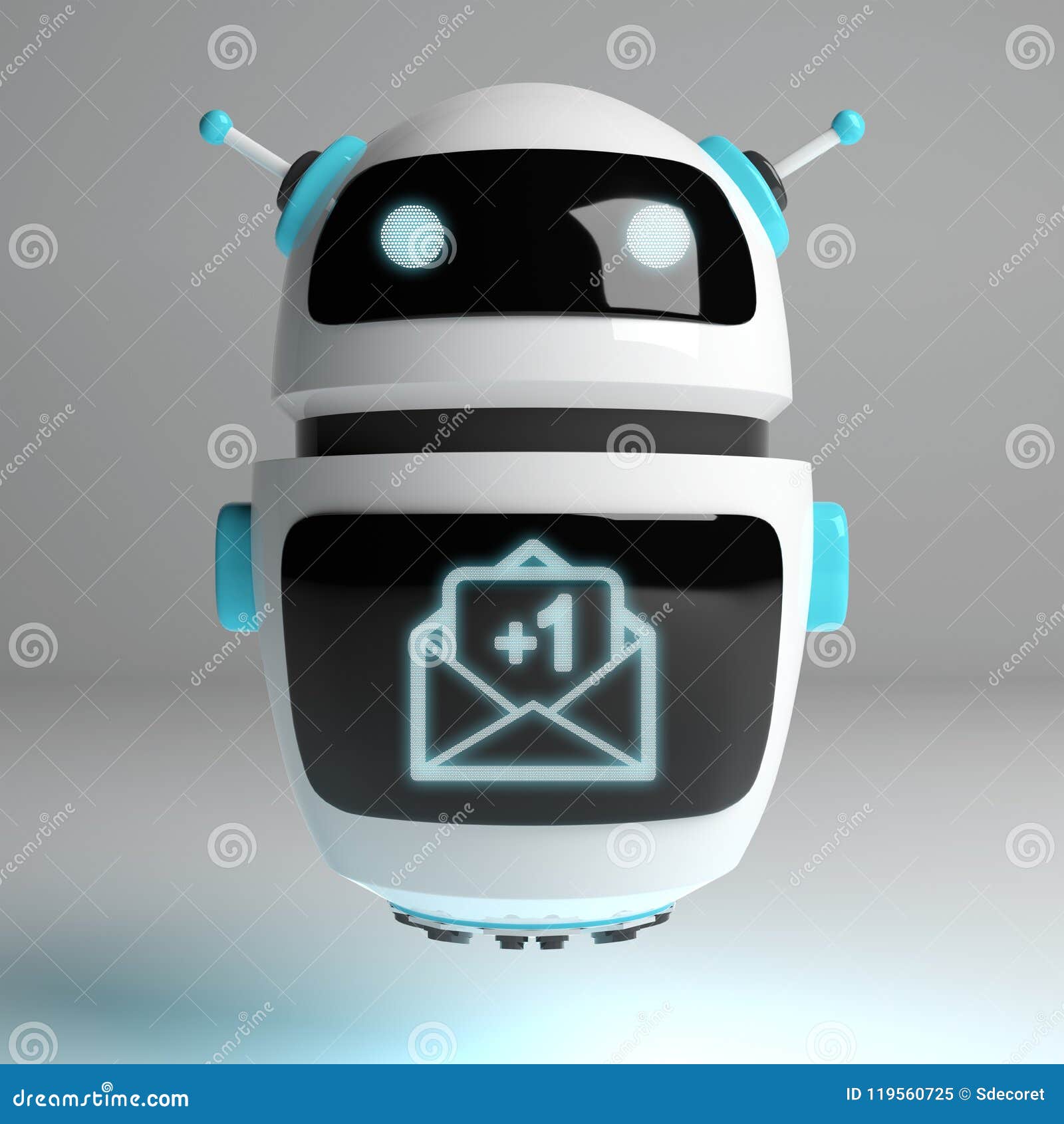 Futuristic Digital Robot Receiving Emails 3D Rendering Stock ...