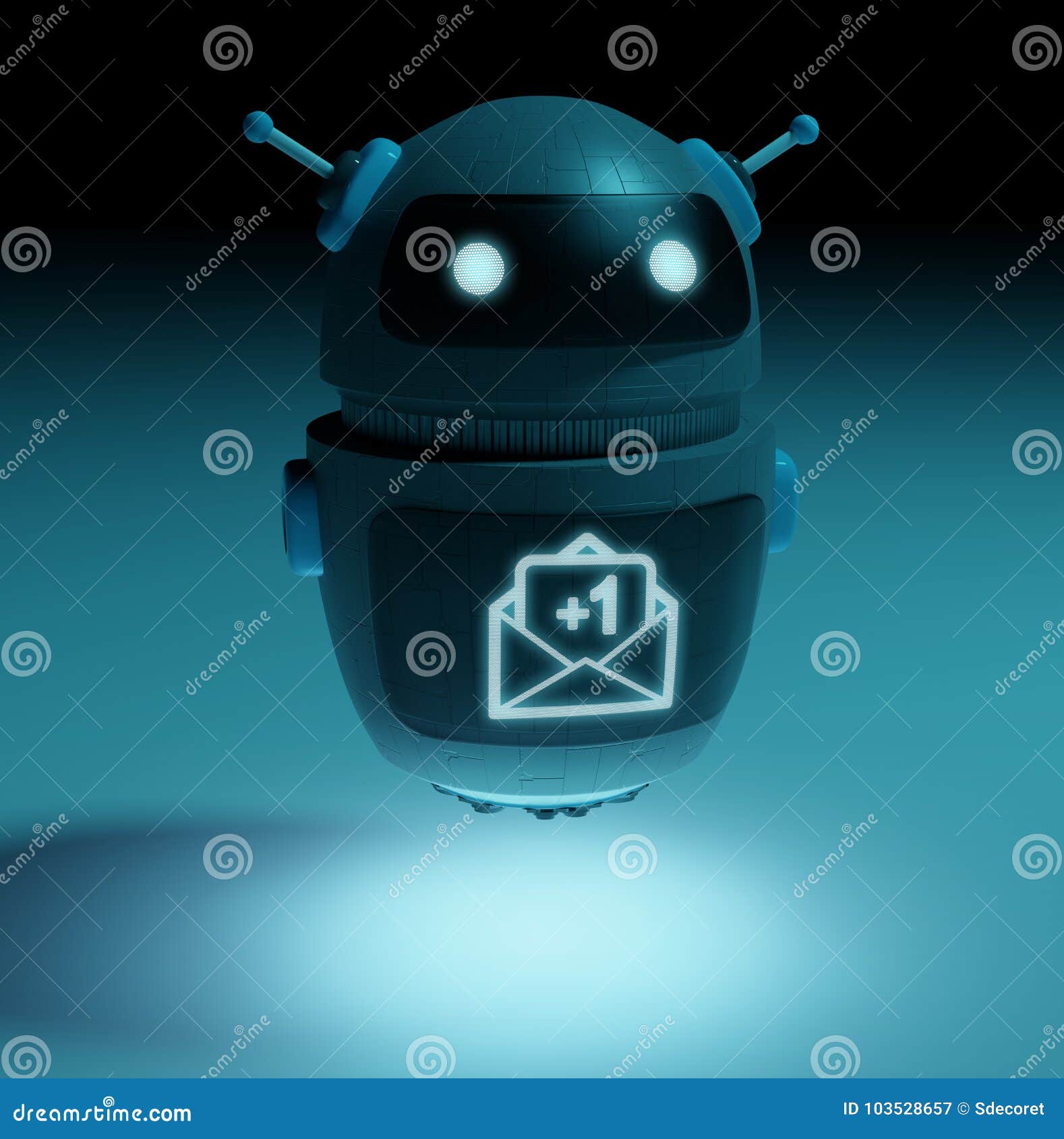 Futuristic Digital Robot Receiving Emails 3D Rendering Stock ...