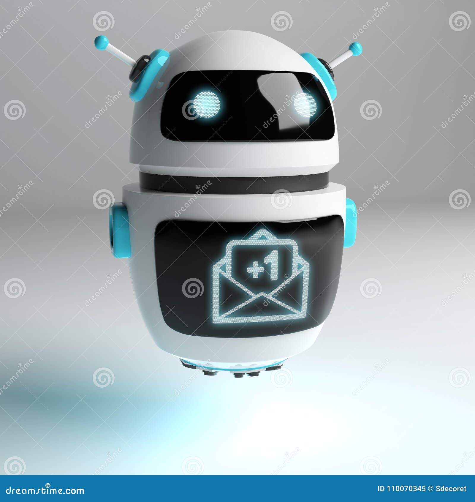 Futuristic Digital Robot Receiving Emails 3D Rendering Stock ...