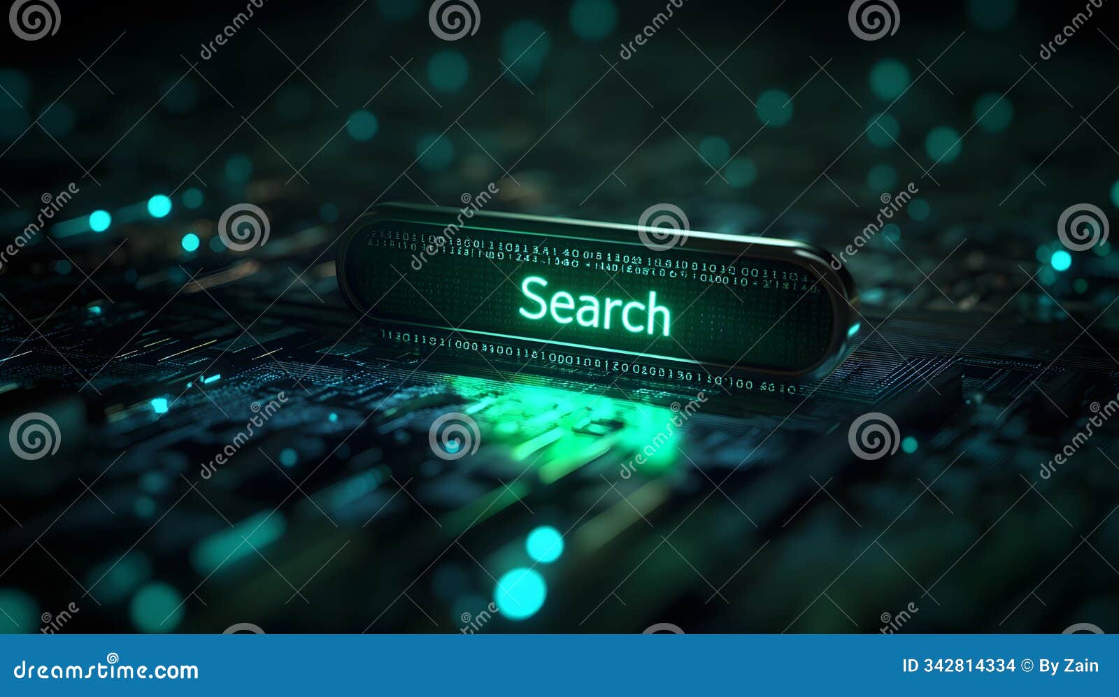 Futuristic Digital Search Bar Interface with Binary Code Neon Green ...