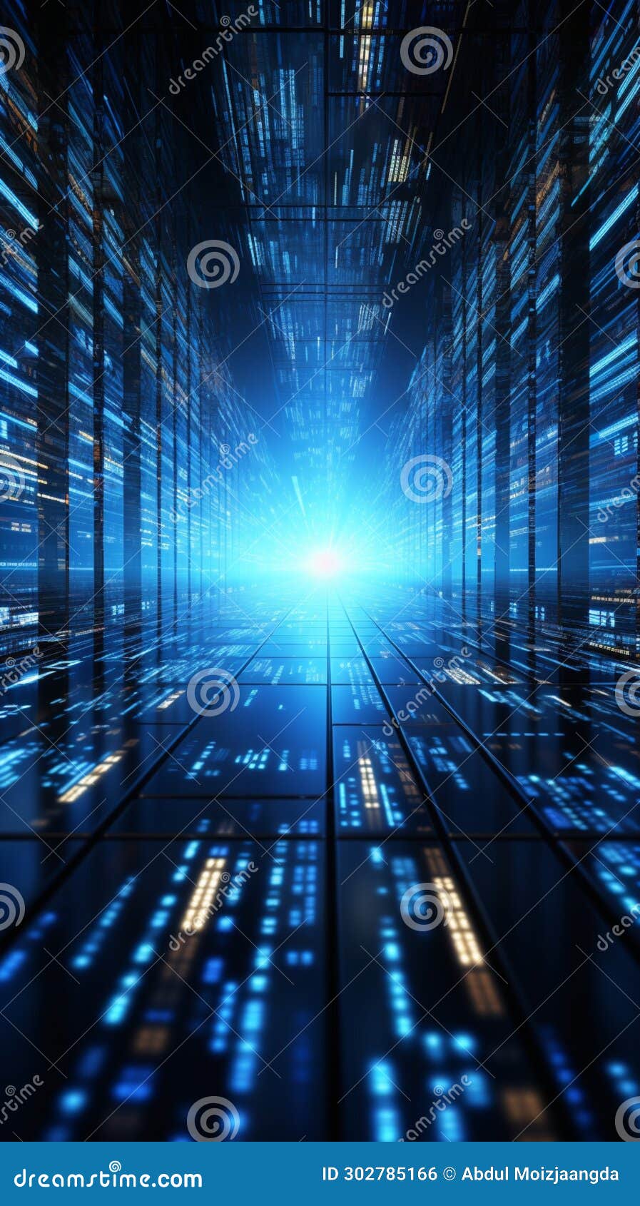 Futuristic Digital Server Background, 3D Rendering with Abstract ...