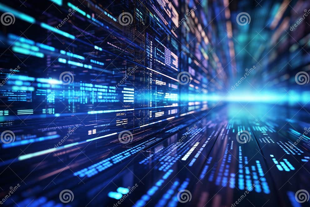Futuristic Digital Server Background, 3D Rendering with Abstract ...