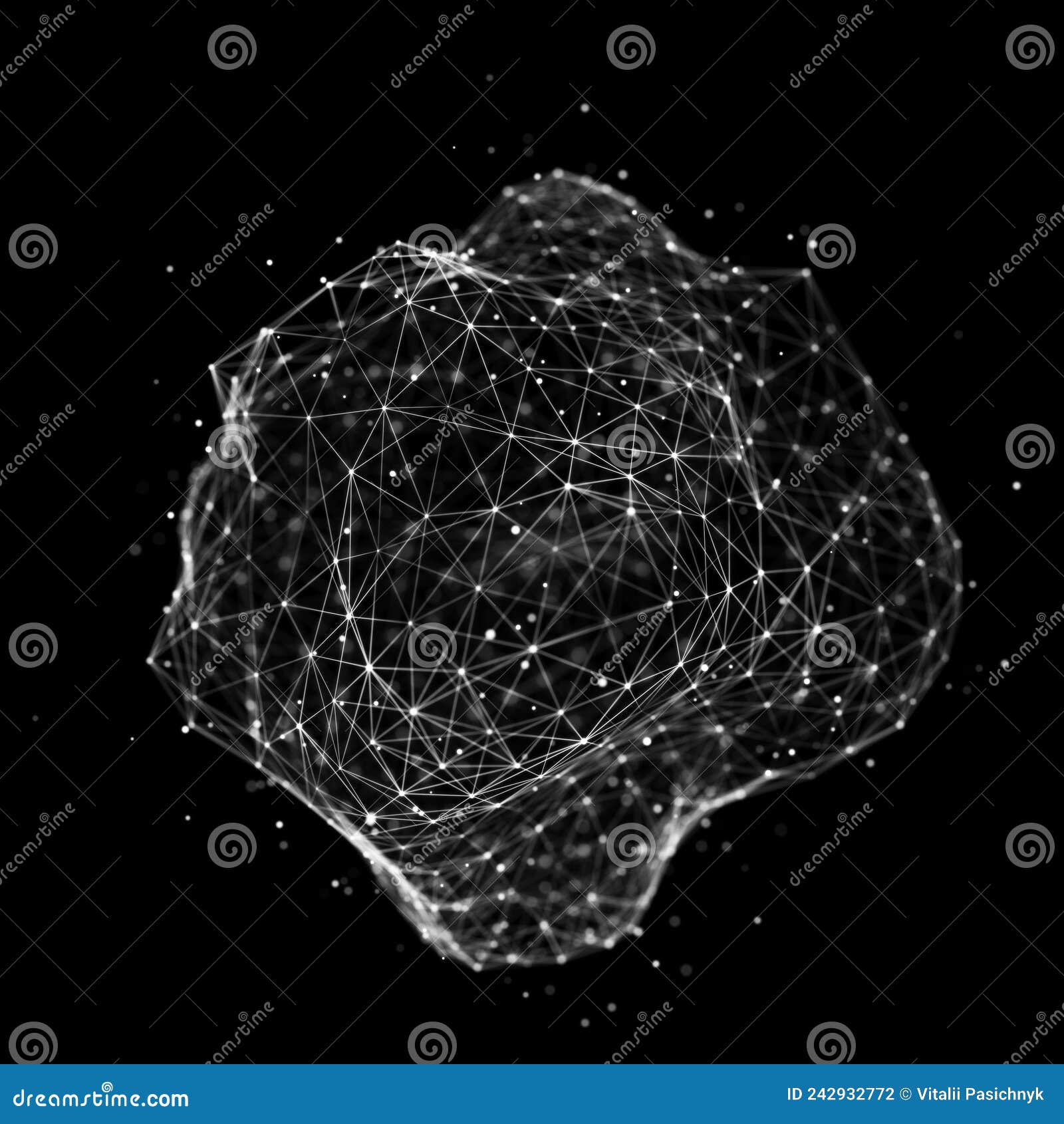 Futuristic Digital Shape from Dots and Lines. Network Connection ...