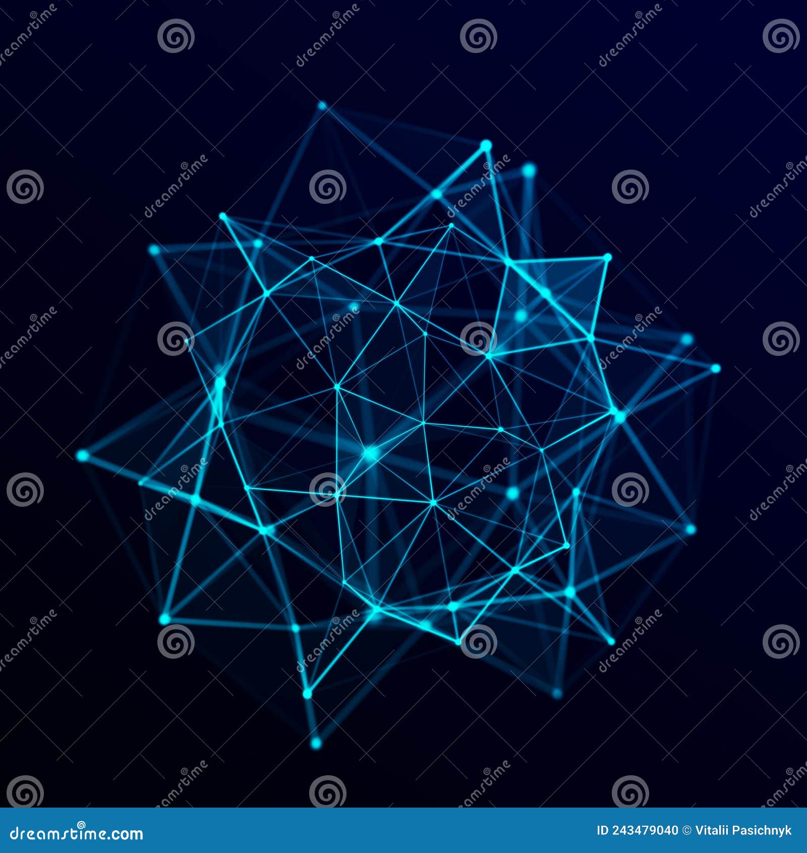 Futuristic Digital Shape from Dots and Lines. Network Connection ...