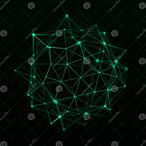Futuristic Digital Shape from Dots and Lines. Network Connection Structure. Big Data ...