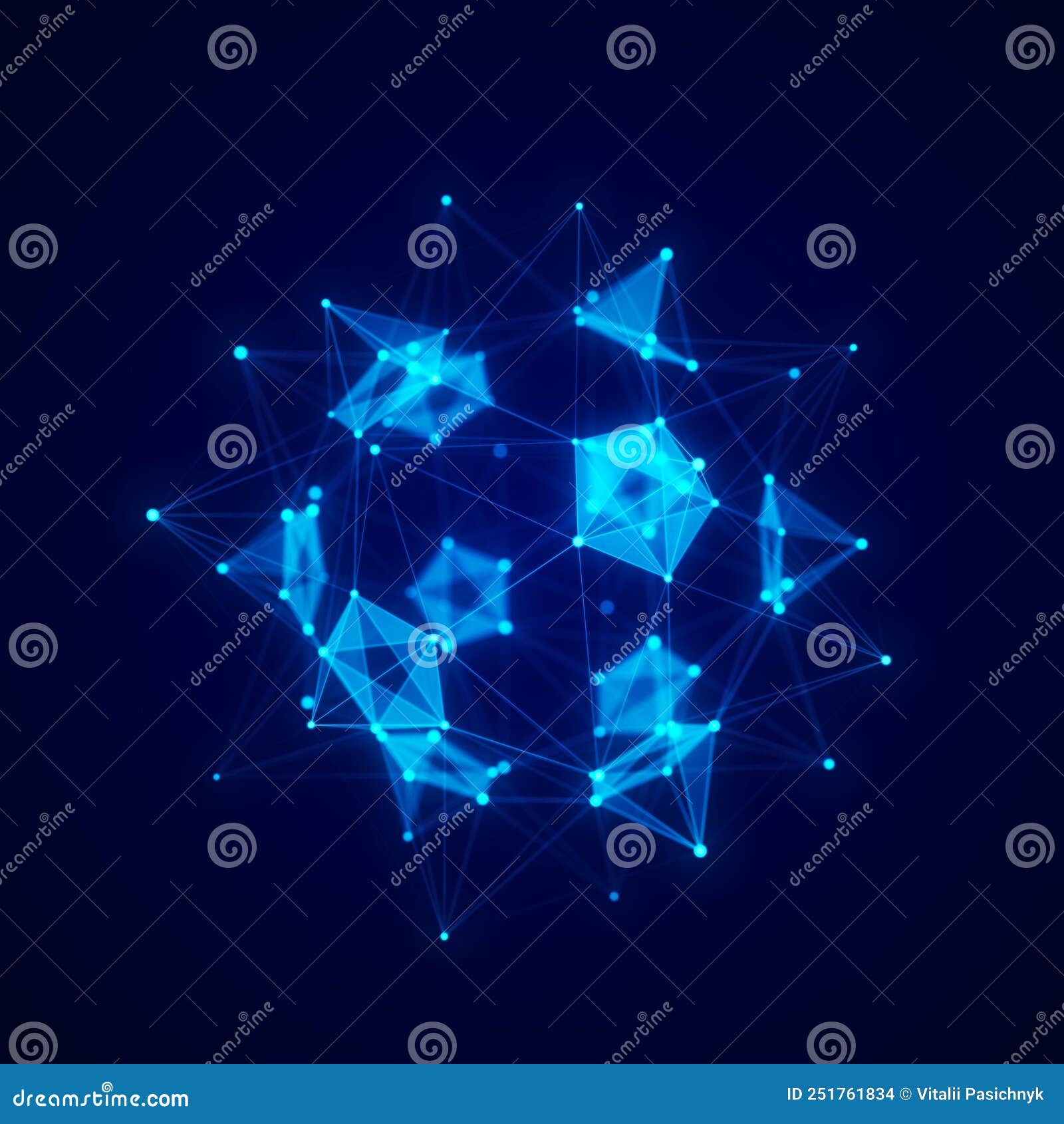 Futuristic Digital Shape from Dots and Lines. Network Connection ...