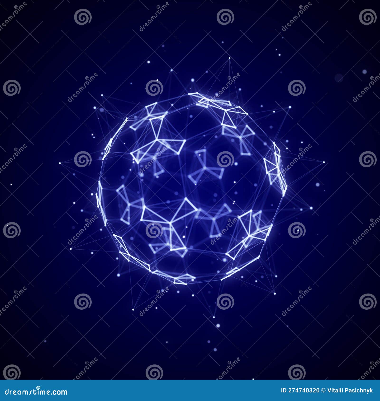 Futuristic Digital Shape from Dots and Lines. Network Connection ...