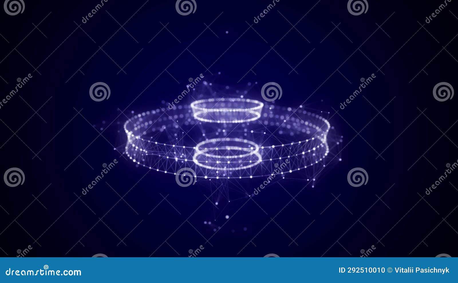 Futuristic Digital Shape from Dots and Lines. Big Data Visualization. 3D Rendering. Stock ...