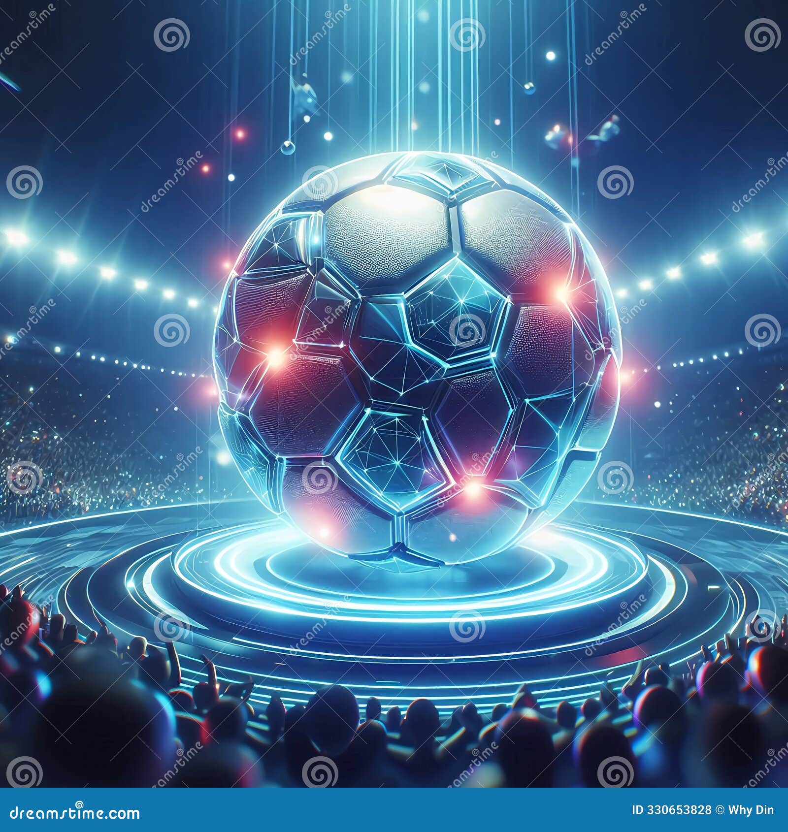 Futuristic Digital Soccer Ball in a High-Tech Stadium Stock Photo ...