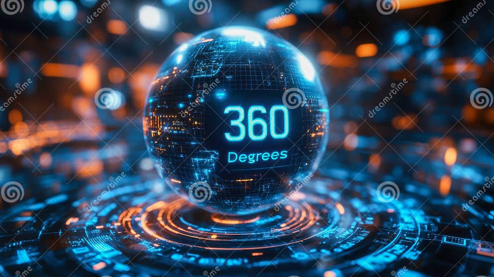 Futuristic Digital Sphere Displaying 360 Degrees Technology Concept Stock Illustration ...