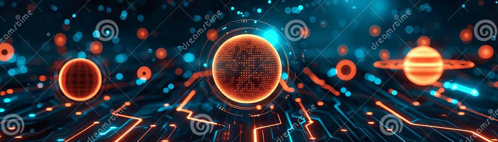 Futuristic Digital Spheres on Circuit Board Stock Illustration ...