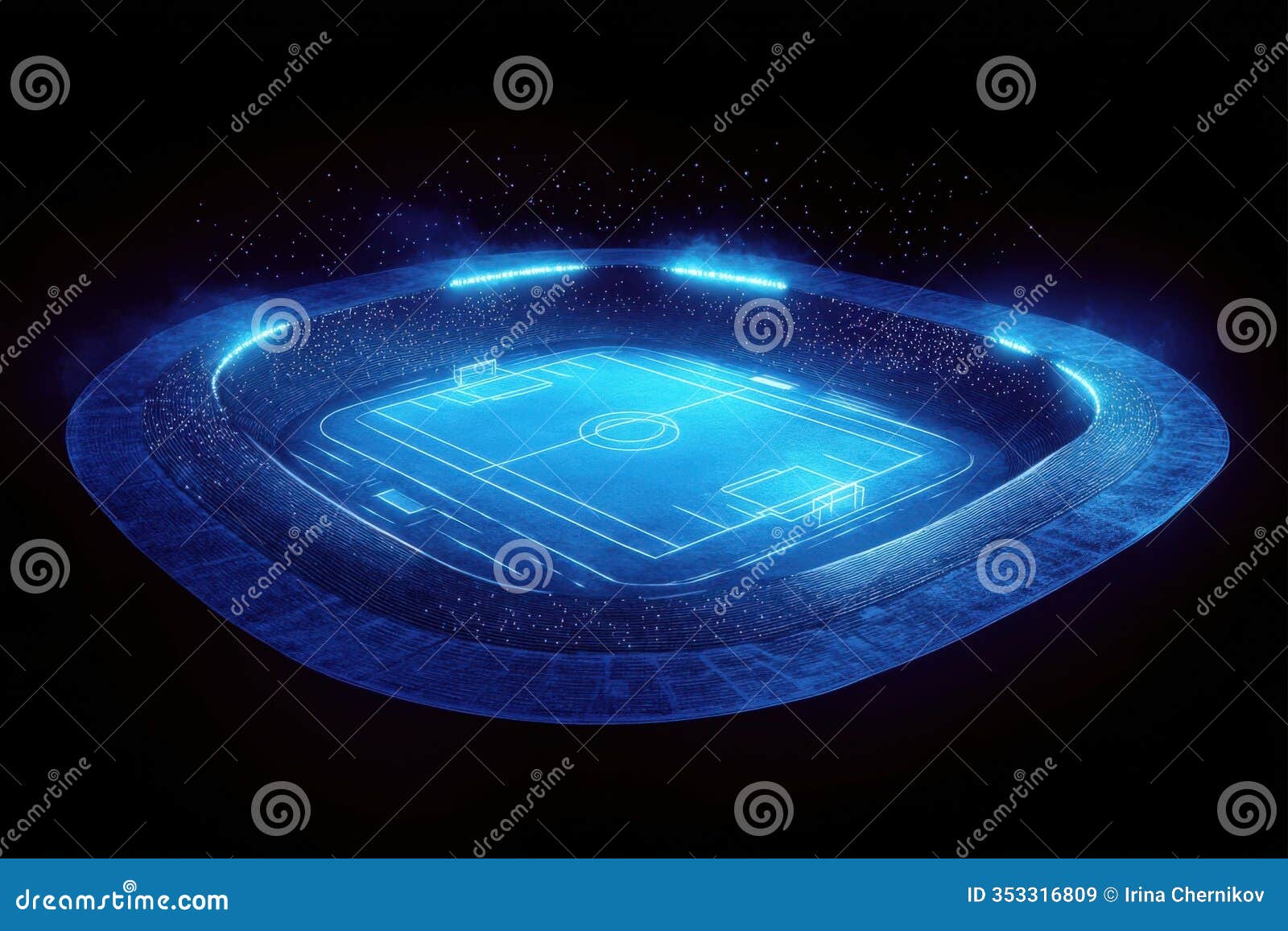 Futuristic Digital Stadium with Minimalistic Neon Design Stock ...