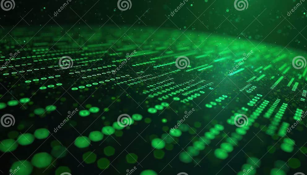 Futuristic Digital Tech Background Shows Complex Binary Code, Data ...