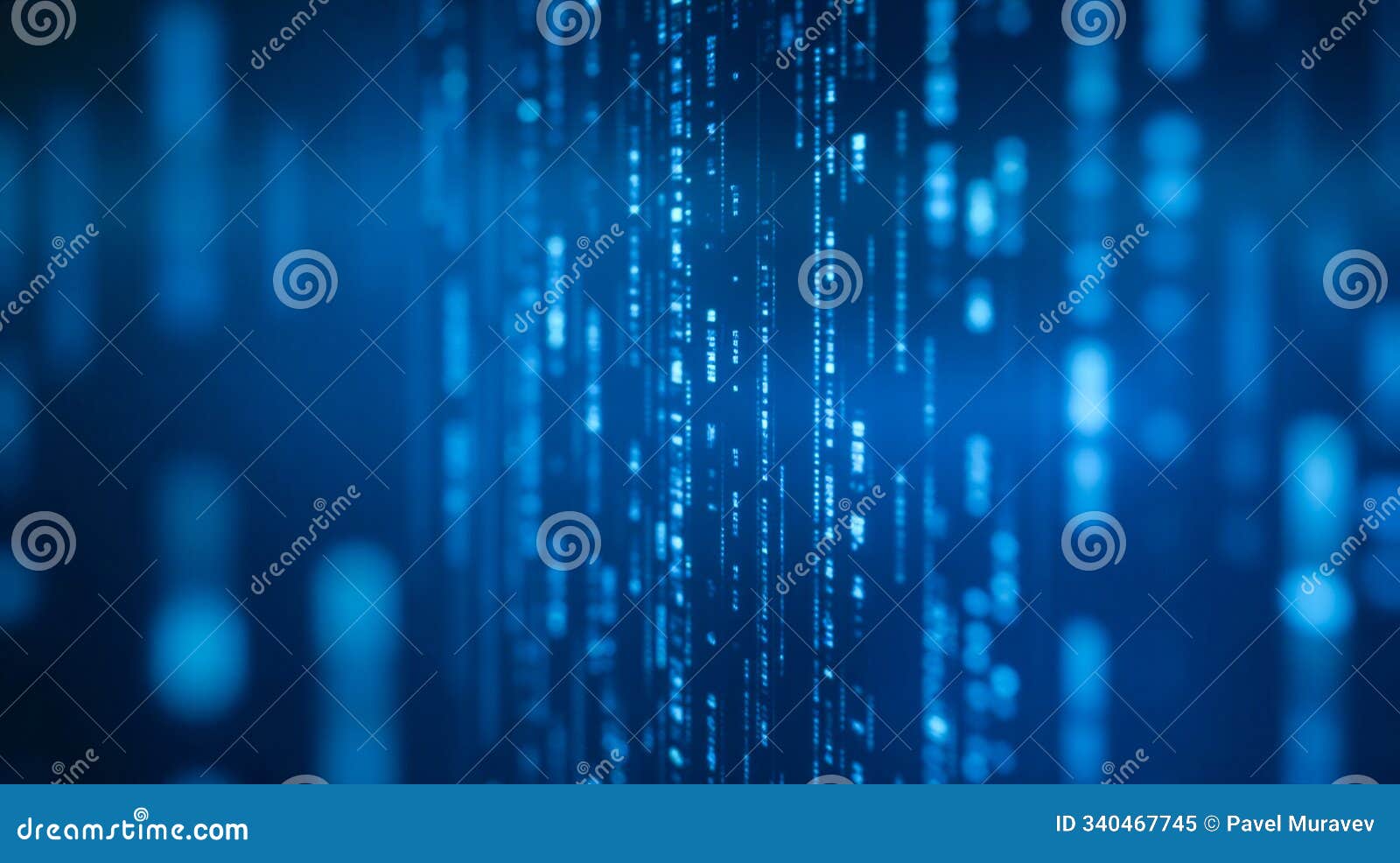Futuristic Digital Technology Backdrop with Bright Binary Numbers and ...